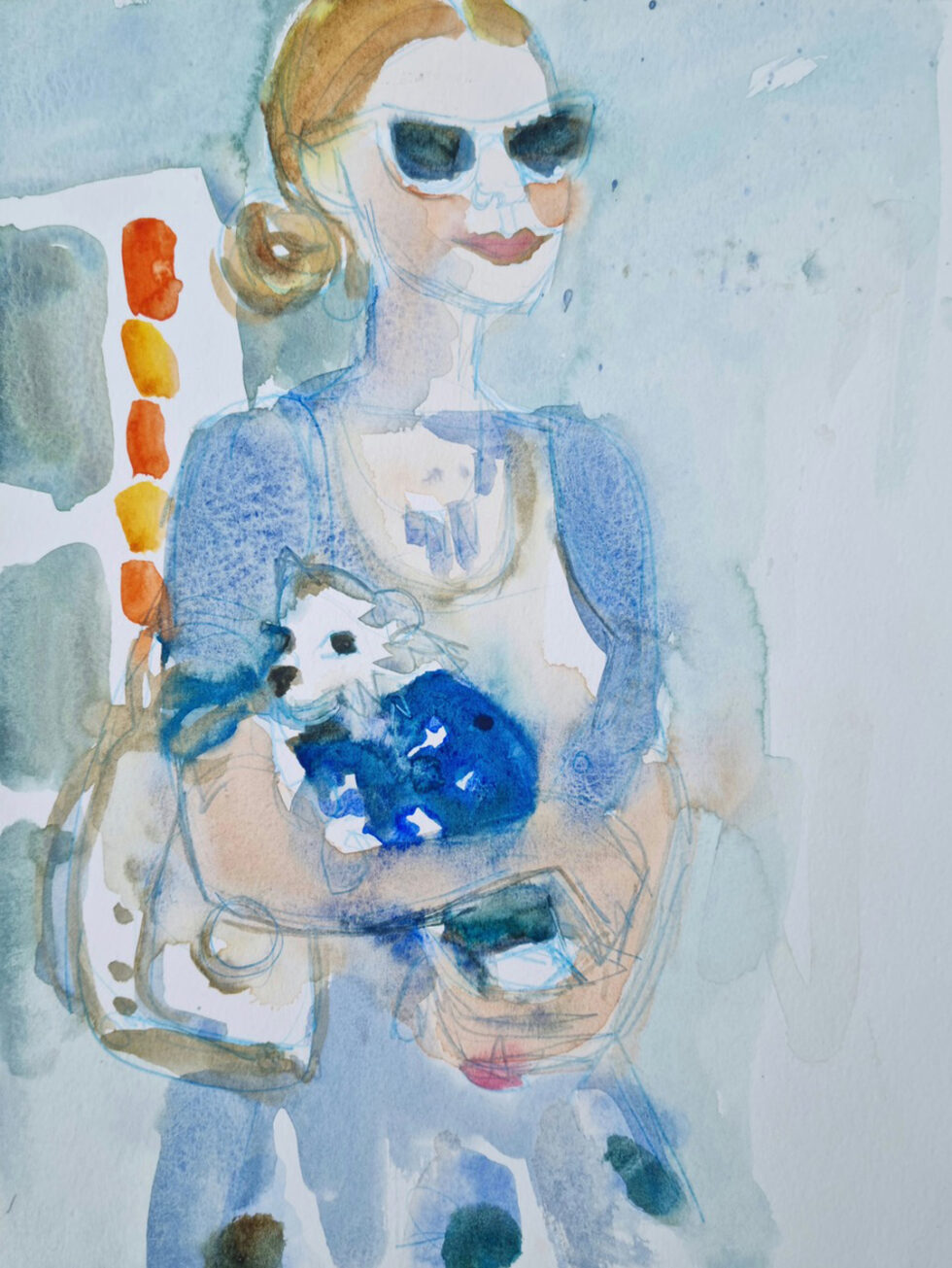 Ms Sunglasses in Blue and her Dog | Julia Hamilton